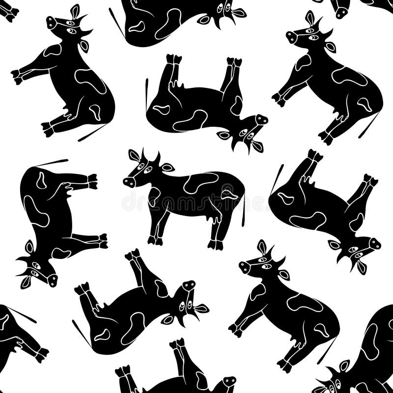 The Design Features Playful Cows in Various Poses Against a Vibrant ...