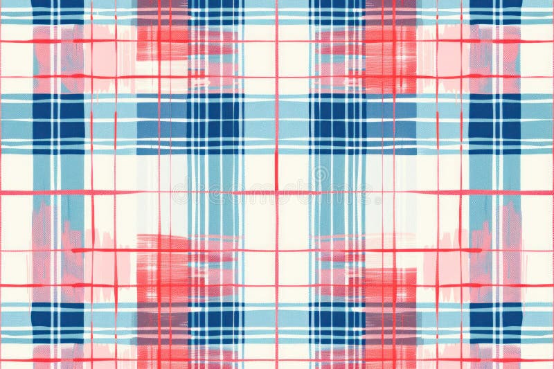 The Design Features a Red, White, and Blue Plaid Pattern Displayed on a ...