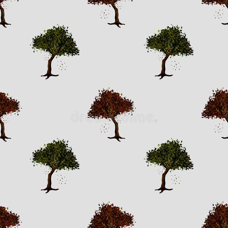 Seamless Tree Pattern Design for Fabric and Wrapping Paper Creation ...