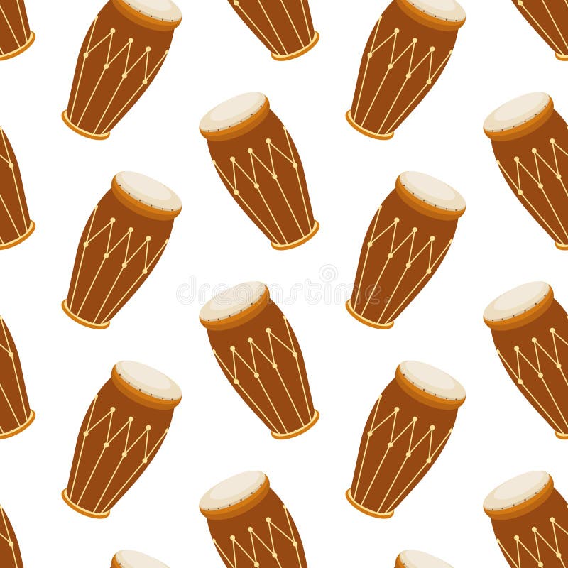 Repeating Pattern of Conga Drums on a White Background Showcasing ...