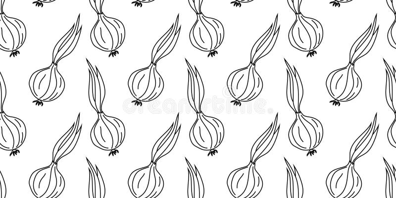 Pattern of Hand-drawn Onions on a White Background Showcasing Artistic ...