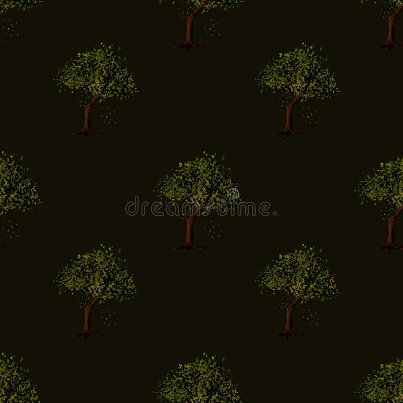 Seamless Tree Pattern Design for Textile or Wrapping Paper Stock ...