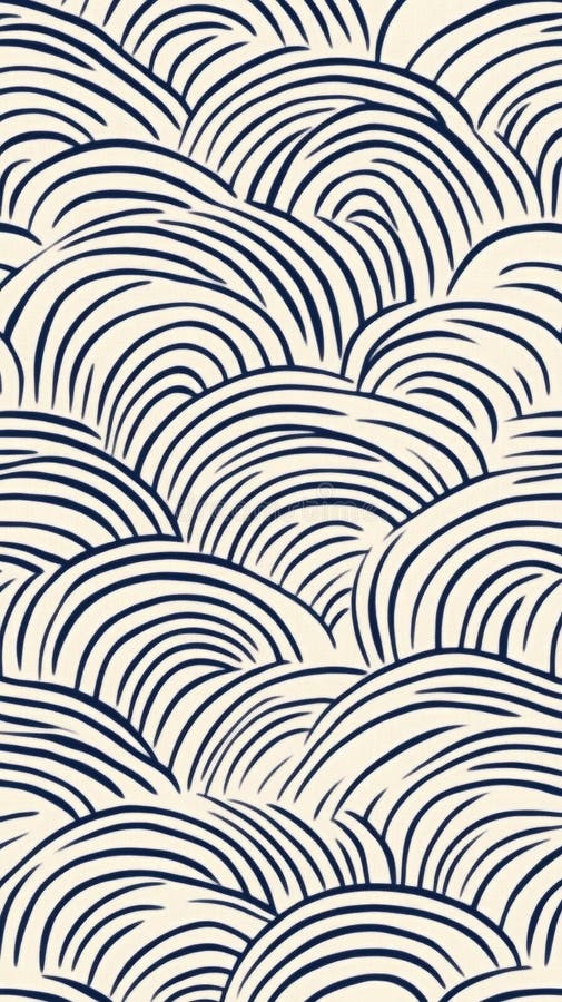 Elegant Wave Pattern Design in Navy Blue and Cream Tones for Interior ...
