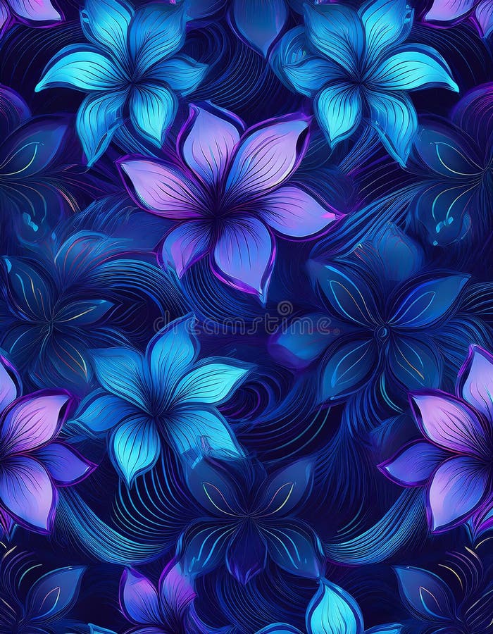 Elegant Blue Winged Flowers Create a Stunning Repeat Pattern with ...