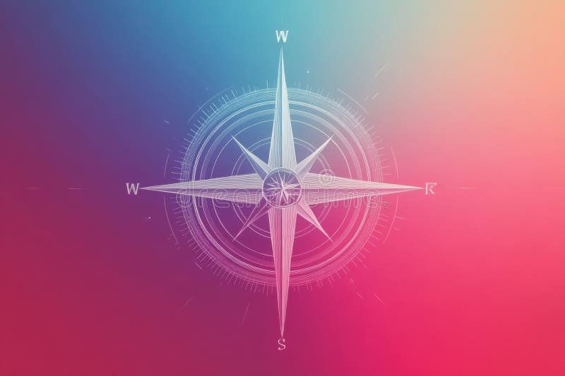 The Design Features a Sharp Geometric Compass Rose with Directional ...