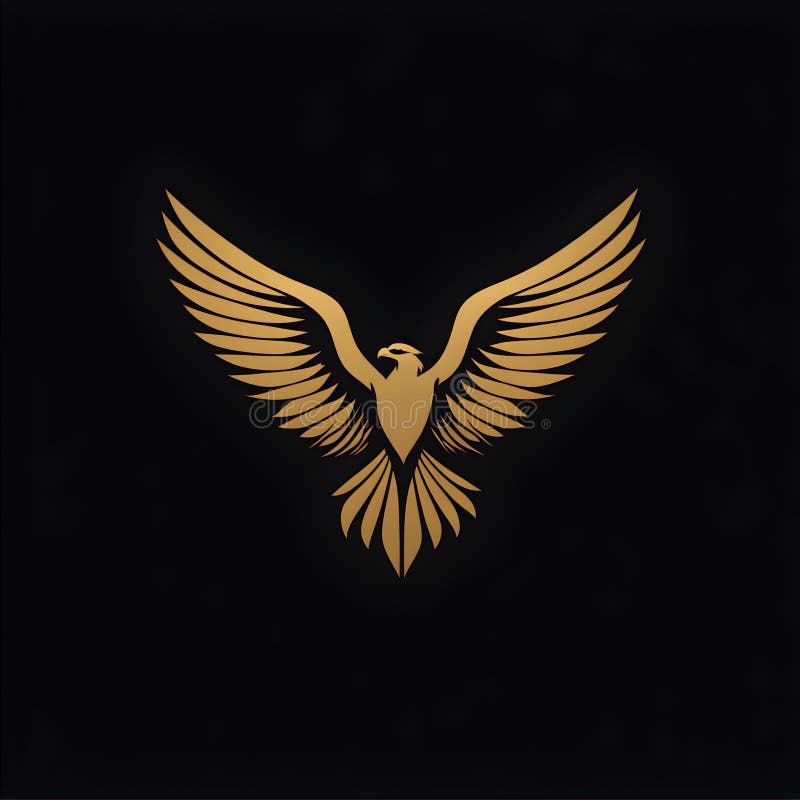 A Stylized Golden Eagle with Outstretched Wings, Poised in a ...