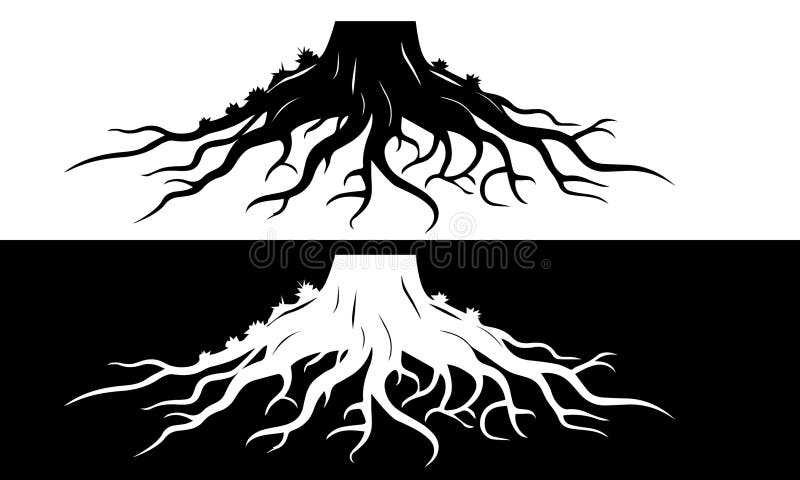 Tree Roots Silhouette Illustration Icon Stock Illustration ...