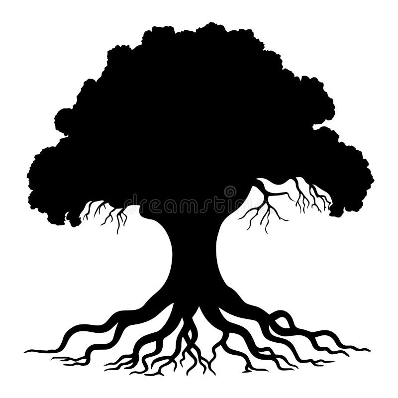 Tree Roots Silhouette Illustration Icon Stock Illustration ...