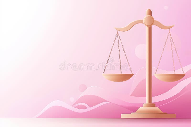 This Design Features a Stylized Balance Scale Against a Soft Pink ...