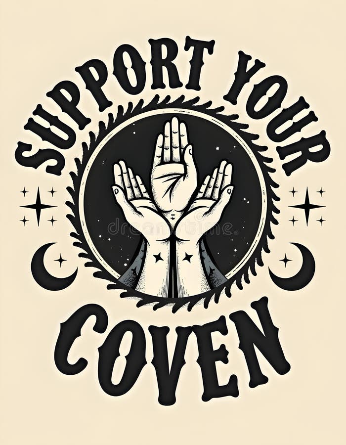 Support Your Local Coven Witch Hands T-Shirt for Halloween Stock ...