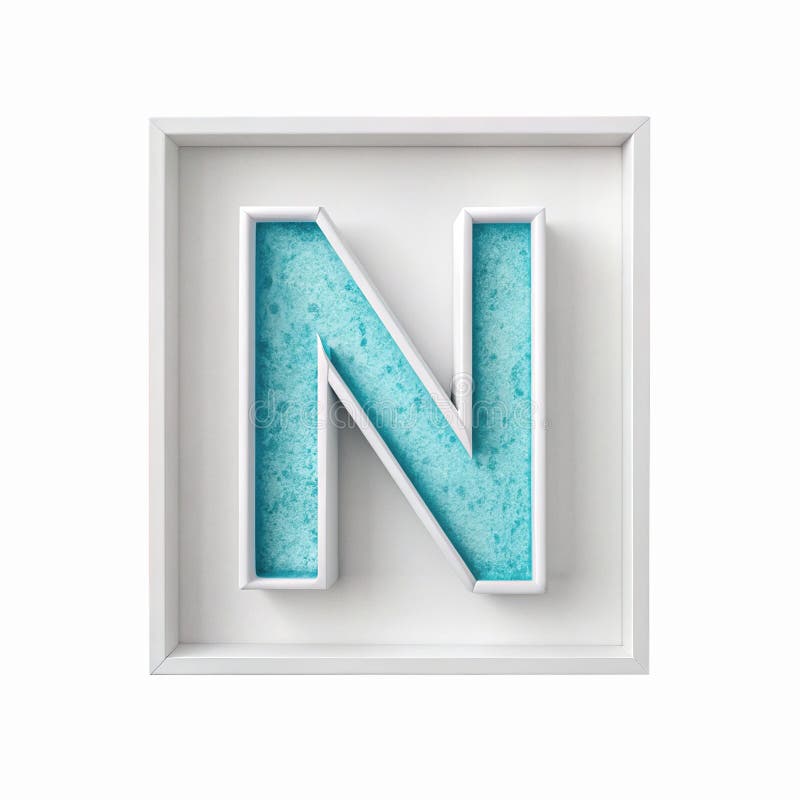 Three Dimensional Letter N Design with Aqua Textured Background and ...