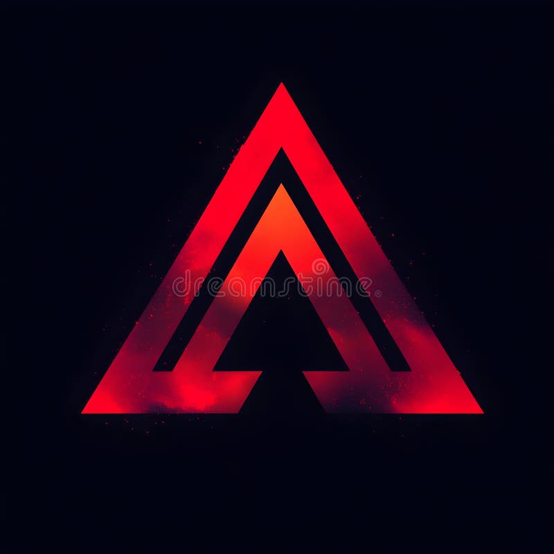 A Stylized Triangular Emblem with Layered Red and Orange Gradients on a ...