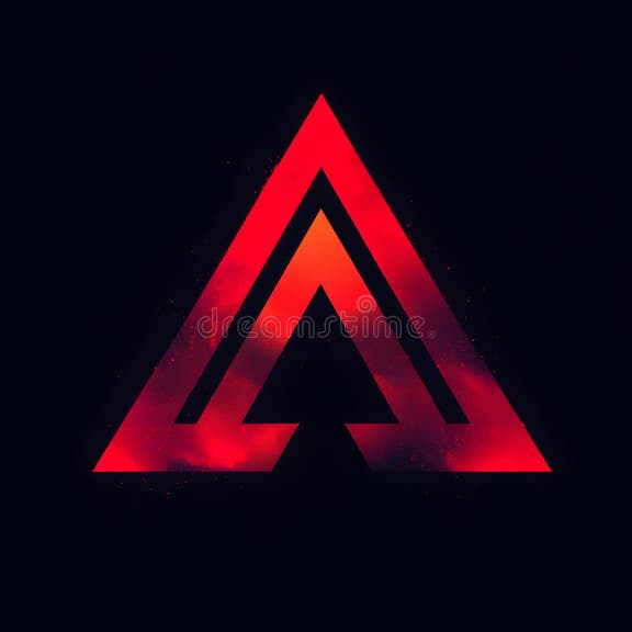 A Stylized Triangular Emblem with Layered Red and Orange Gradients on a ...