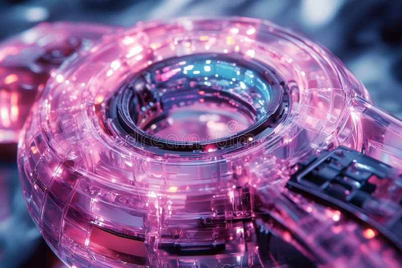 Futuristic Gadget Design in Vibrant Pink and Blue, Featuring Intricate ...