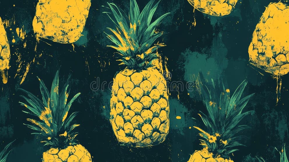 This Design Features a Tropical Pineapple Pattern with Abstract ...