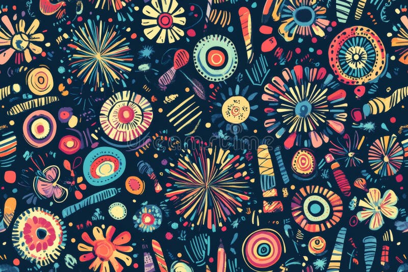 A Design Featuring Charming Fireworks and Firecrackers, Created with a ...