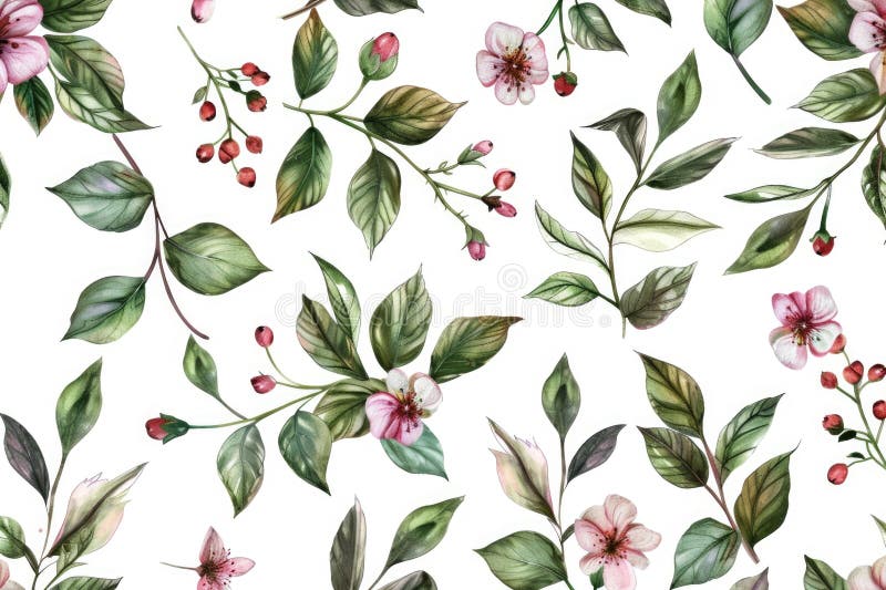 A Design Featuring Interlocking Flowers and Leaves on a Clean White ...