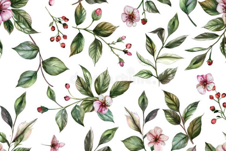 A Design Featuring Interlocking Flowers and Leaves on a Clean White ...