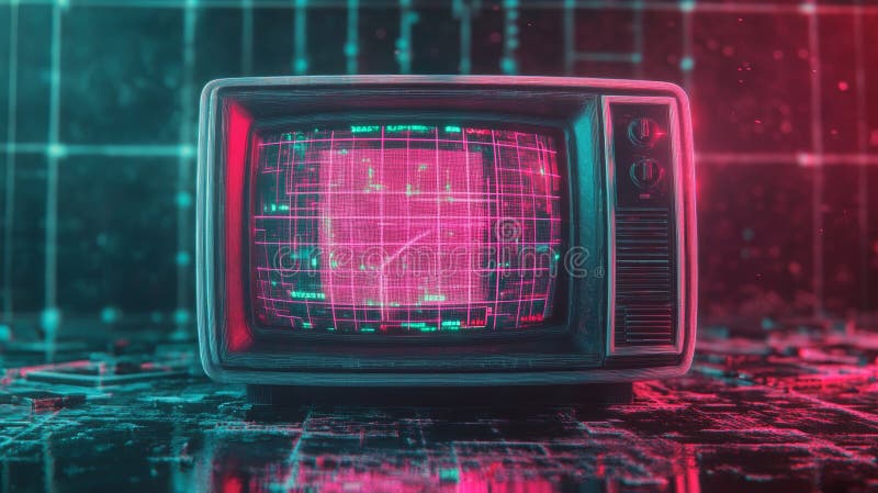 Design Featuring a Moving Glitch Effect on an Old Television Background ...