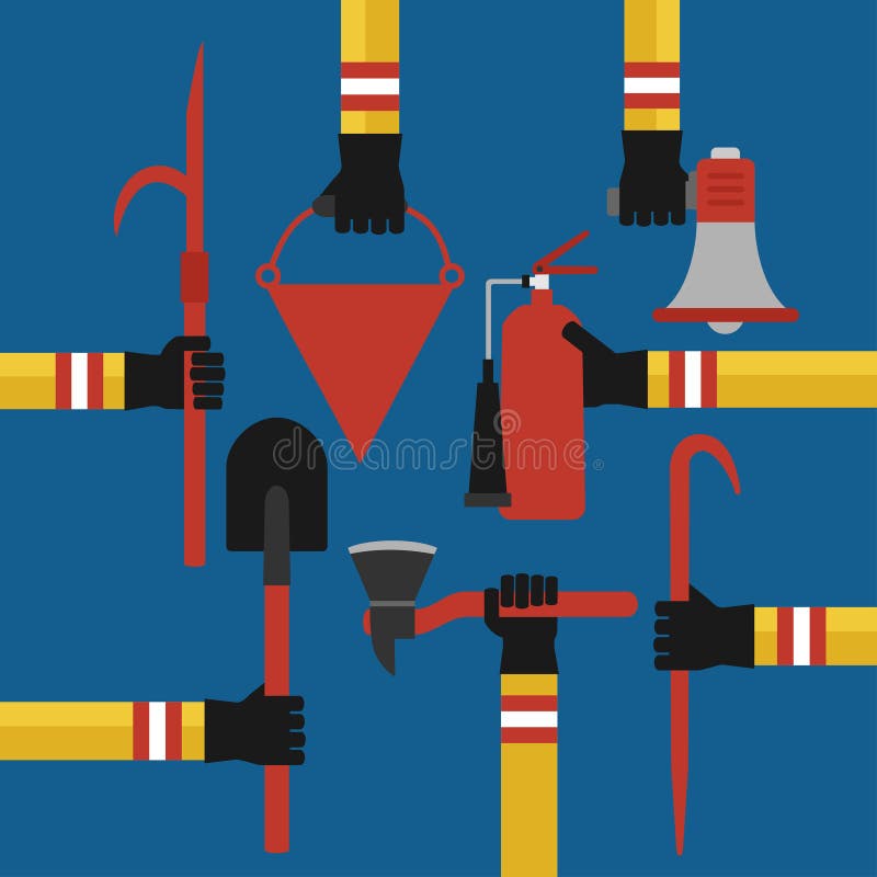 Design Fire Fighting Concept Flat Set Stock Vector - Illustration of ...