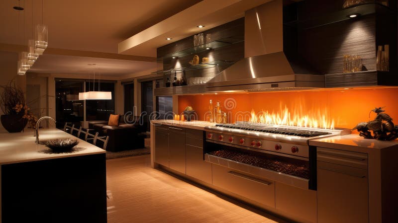 Design fire kitchen stock illustration. Illustration of sleek - 327534916