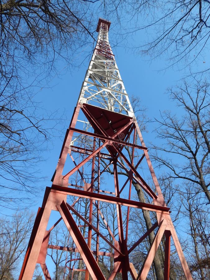The Design of the Fire Tower of the Metal Stock Photo - Image of blue ...