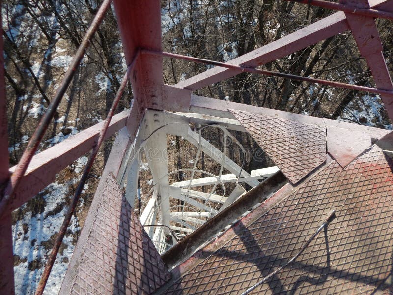 The Design of the Fire Tower of the Metal Stock Image - Image of danger ...