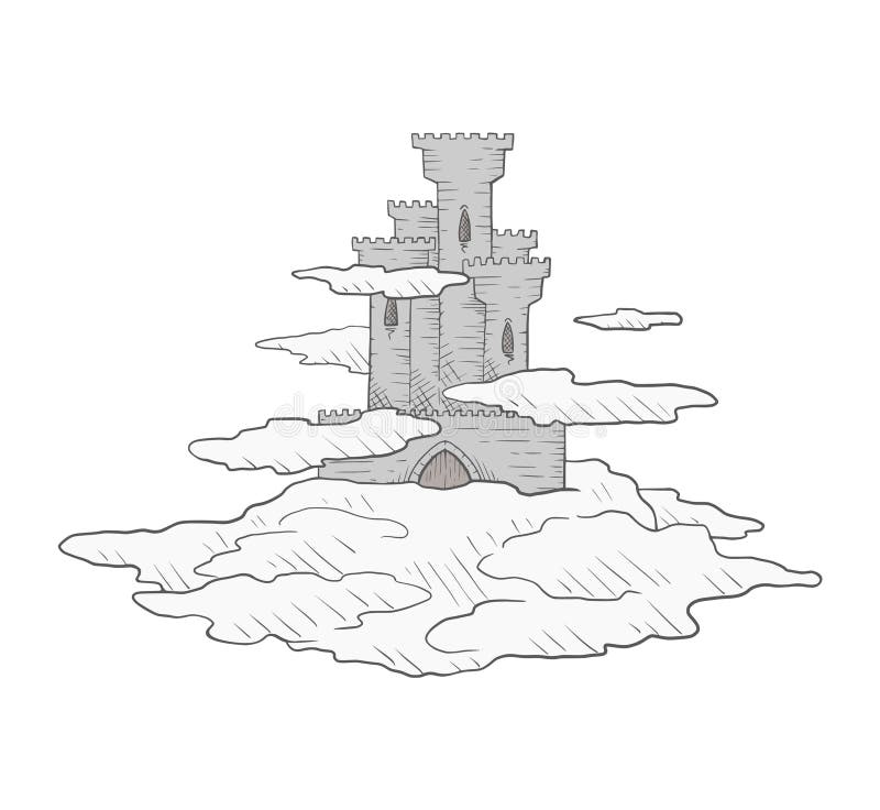 Design of Floating Castle in Clouds Stock Vector - Illustration of ...