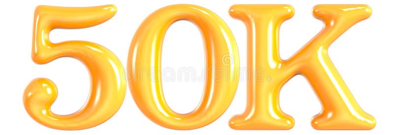 Follow Number 50K Yellow with White Background Stock Illustration ...