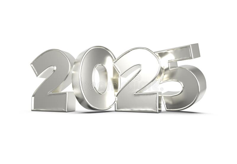 Follow Number 2025 Silver with White Background Stock Illustration ...
