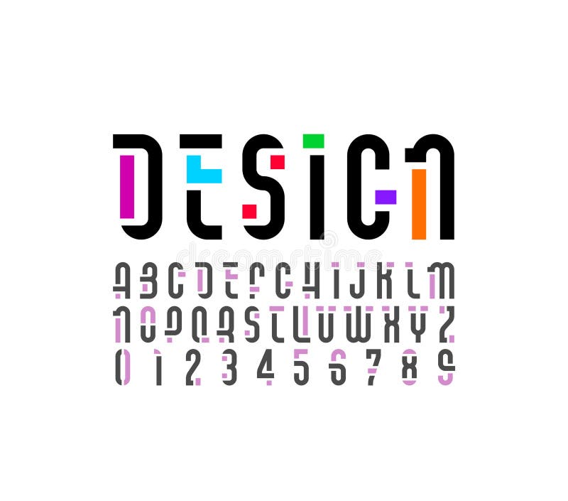 Design Font, Trendy Modern Alphabet, Original Letters and Numbers Stock ...