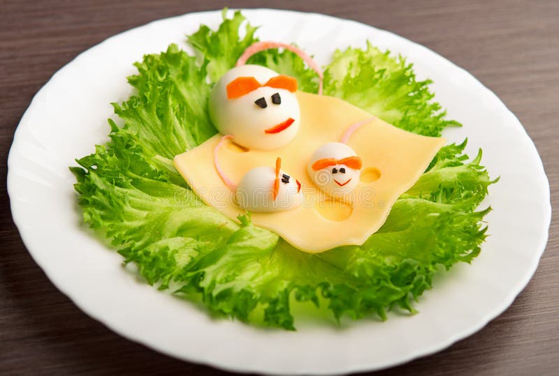 Design of Food for Children. Eggs in the Shape of Mouse Stock Image ...