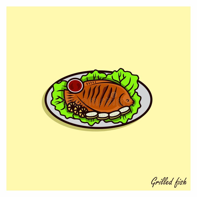 Grilled Fish Line Drawing Stock Illustrations – 305 Grilled Fish Line ...