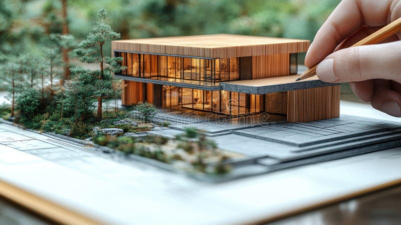 Design Framework in Focus - House Model Positioned Over Detailed ...