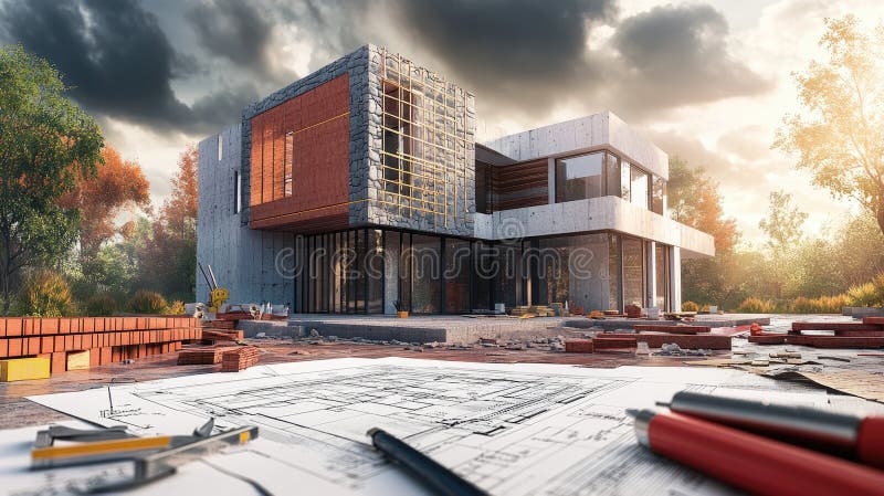 Design Framework in Focus - House Model Positioned Over Detailed ...