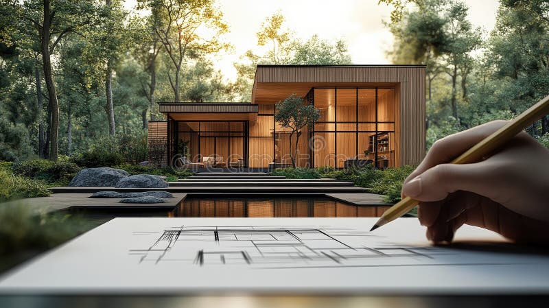 Design Framework in Focus - House Model Positioned Over Detailed ...