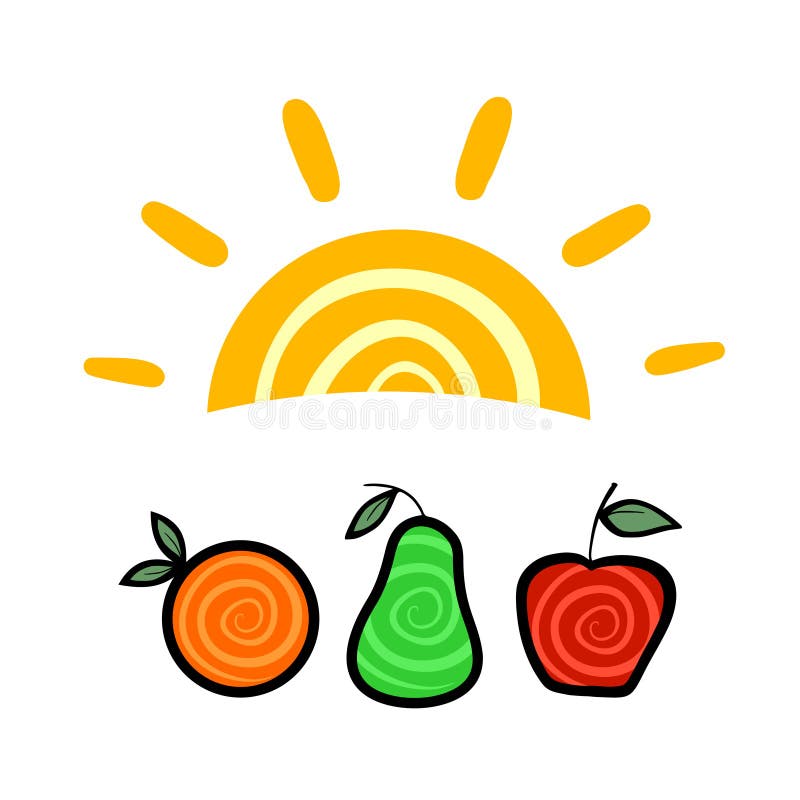 Design of Fruits and Sun Illustration Stock Vector - Illustration of ...