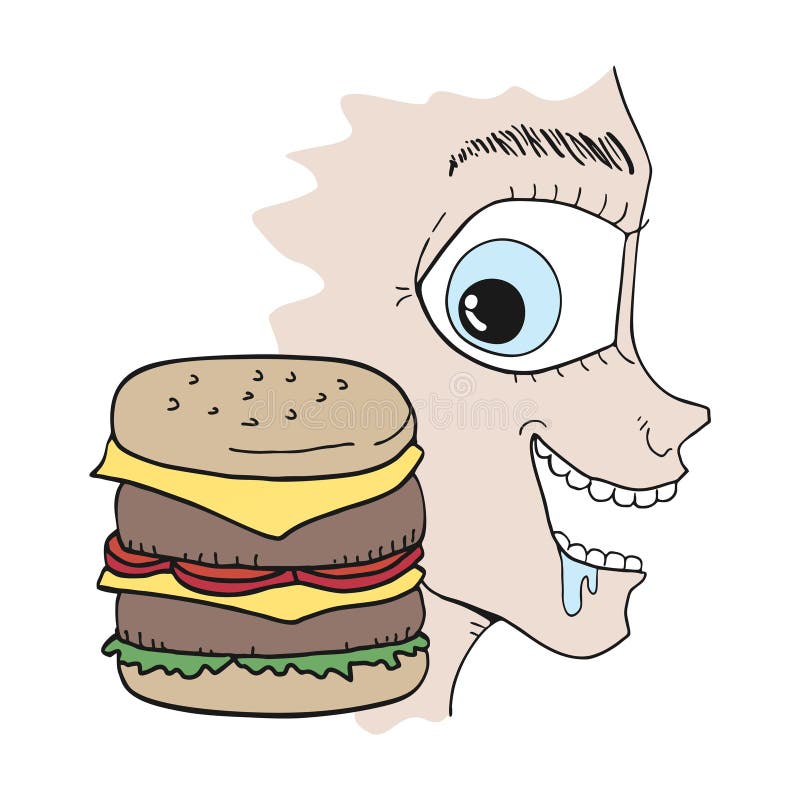 Design of Funny Face and Burger Stock Vector - Illustration of ...
