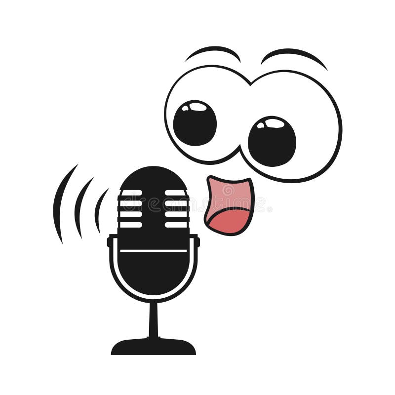 Design of Funny Face Talking in Microphone Stock Vector - Illustration ...