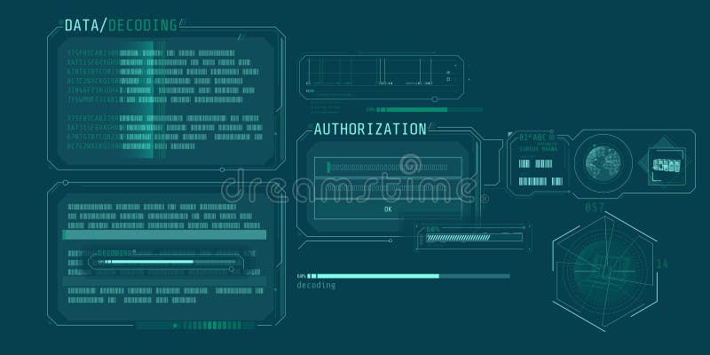 Data Decoding Program Screen with Authorization Window. Stock Vector - Illustration of ...