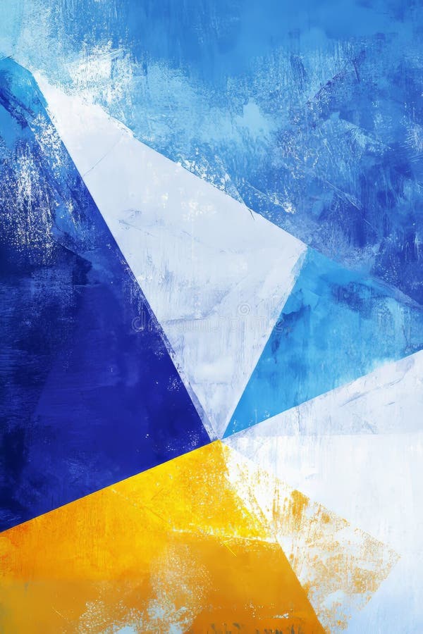 A Design of Geometric Abstract Art Using Blue, Yellow, and Gray ...