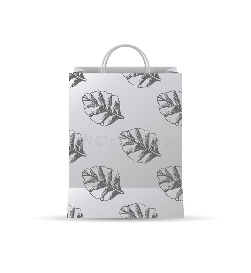 Vector Design of Gift Bag with Leaf Draw Pattern Stock Vector ...