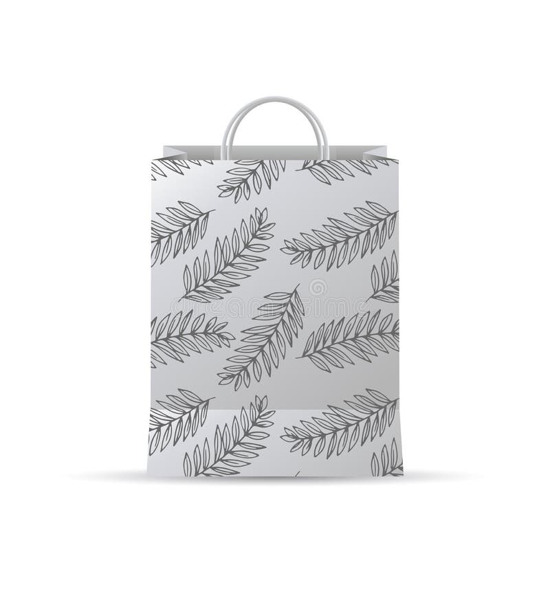Vector Design of Gift Bag with Leaf Draw Pattern Stock Vector ...
