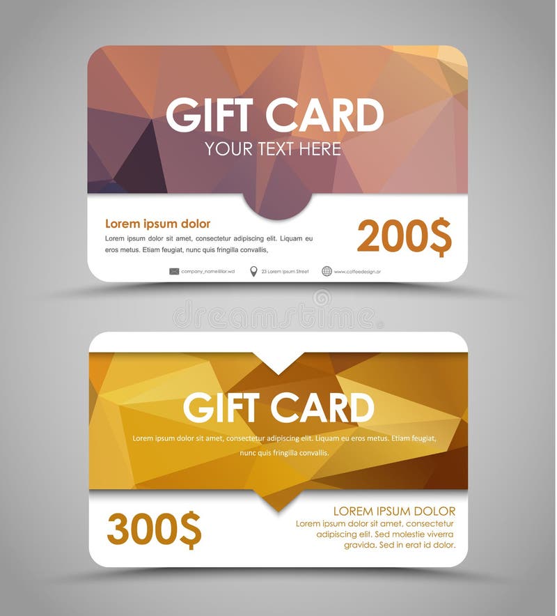 Design Gift Cards Polygonal Stock Vector - Illustration of coupon, gold ...