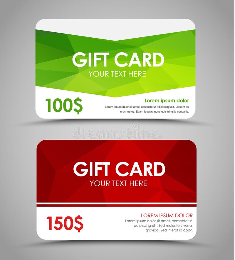 Design Gift Cards Polygonal Stock Vector - Illustration of green ...