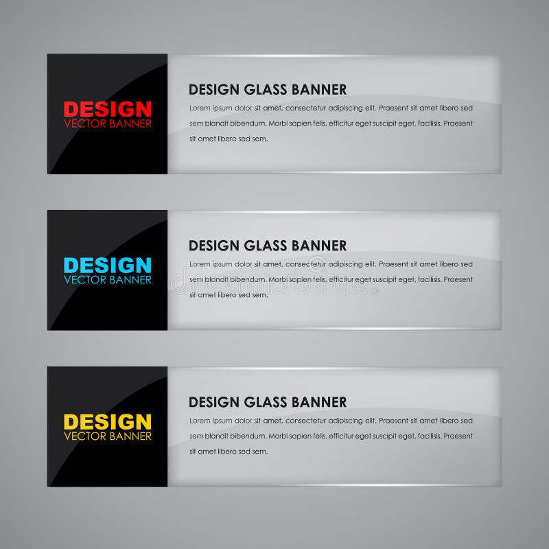 Design Glass Banners with Text Stock Illustration - Illustration of ...