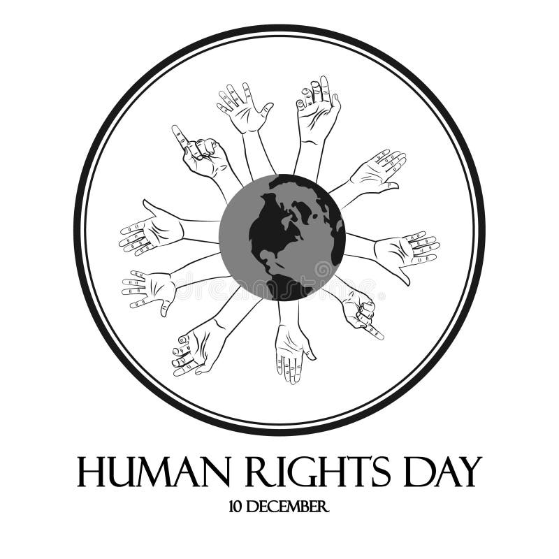 Design Globe and Hands Up Illustration Human Rights Day, 10th of ...