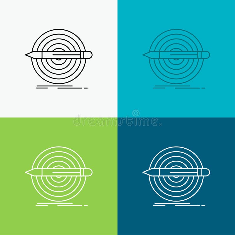 Design, Goal, Pencil, Set, Target Icon Over Various Background. Line ...
