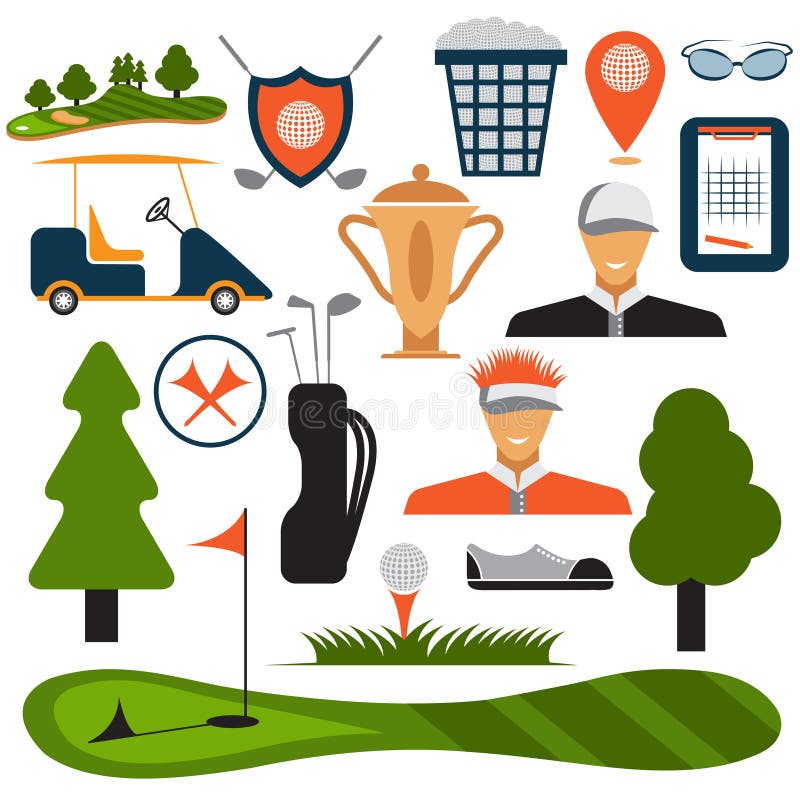 Design Golf Icon Set Vector Stock Vector - Illustration of geolocation ...