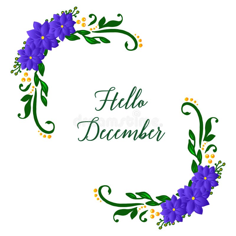 Design Greeting Card Hello December, with Element of Purple Flower ...